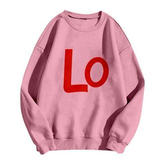 Generic Pull Femme Automne Hiver Sweat-shirt Col Rond Manches Longues Pull sans Capuche Haut Saint Valentin Pull Saint-Valentin Sweatshirt pour Femmes Hommes 