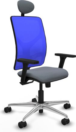 Piqueras y Crespo B&uuml;rostuhl mit 3D-Armlehnen, h&ouml;henverstellbarer Lendenwirbelst&uuml;tze und festem Kopfteil, ausgestattet mit Sincro 3 Positionen und Schneideschaum, Blau/G