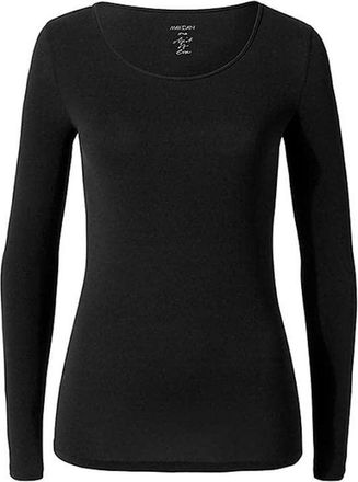 Marc Cain Damen Regular Fit Langarmshirt Langarmshirts +E 48.35 J03, Einfarbig, Gr. 34 (Herstellergröße: 1), Schwarz (Black 900)