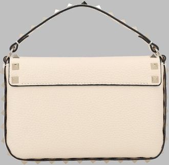 Valentino Garavani Womens Rockstud Leather Pouch Ivory Calf Handbags Hand Bags