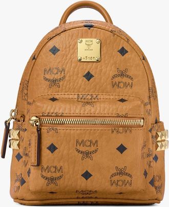 MCM Rucksack Stark Bebe Boo in Visetos mit seitlichen Nieten AW20 COGNAC VISETOS