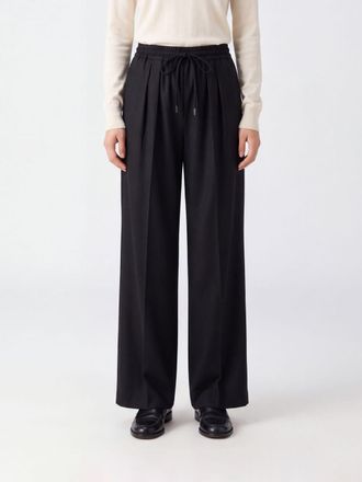 Max Mara Pantalon palazzo en laine vierge &agrave; taille haute avec cordon de serrage