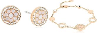 Fossil Armband Für Frauen, 19 Cm + 2,5 Cm Verlängerung Rosa, Rose Gold Perlmutt, Edelstahlarmband, JF01739791 & Ohrringe Für Frauen Mop, 10(D)*2.0(Dicke) mm 