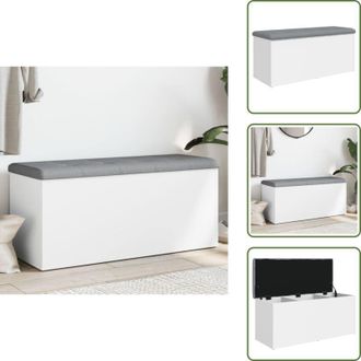 vidaXL The Living Store - Sitzbank mit Stauraum Wei&szlig; 102x42x45 cm Holzwerkstoff - Wohnzimmer M&ouml;bel - Stauraumbank - Beistelltisch - Garderobe - Kommode