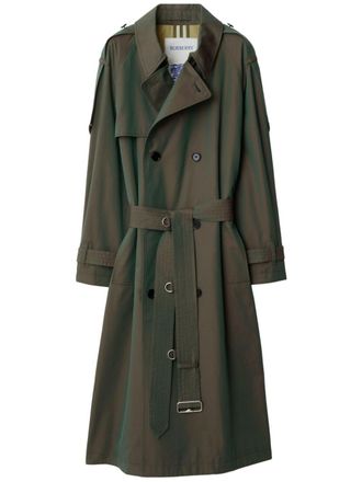 Burberry trench en coton &agrave; coupe mi-longue - Vert