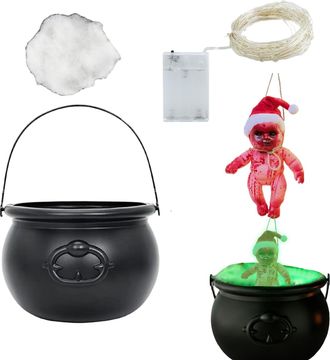 Generico Halloween Cauldron mit Lichtern - Cauldron Halloween-Dekoration | Dunkles Hexenkostüm für Kinder | Schwarzer mit LED-Lichtern | Beängstigende Konstruk