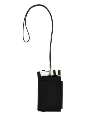 Balenciaga Passport-Print Calfskin Card Case - Black