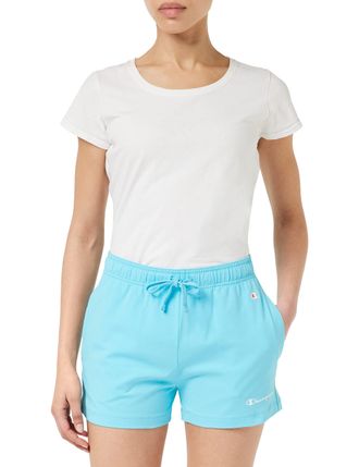 Champion Legacy American Classics Small Logo High Waist Regular Shorts, Hellblau, XS f&uuml;r Damen