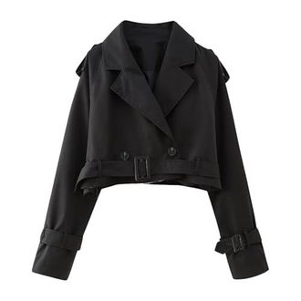 Generic Blouson Chaud Femme Manteau court &eacute;l&eacute;gant pour femme avec manches longues et ceinture int&eacute;gr&eacute;e parfait pour un usage quotidien d&eacute;contract&eacute; (GY2, S)