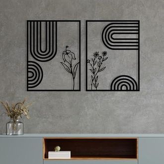 Hanah Home Stylish Black Decorative Metal Wall Accessory, 92 x 60 cm | 100% Metal, 1.2 mm Thickness | Perfect for Modern Home Decor & Unique Wall Art