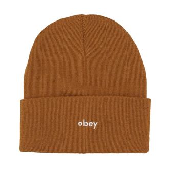 Obey Homme, Accessoires, Brun, Taille: ONE Size Karma Beanie Rubber Brown Hat