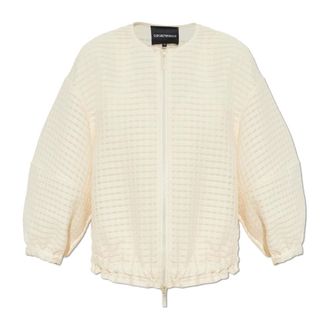 Emporio Armani Femme, Vestes, Jaune, Taille: 34 FR Veste en tissu jacquard &agrave; carreaux 3D