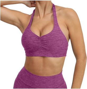 Generic Soutien-gorge de sport rembourr&eacute; pour femme - Dos nu - Haut de yoga, violet fonc&eacute;, L