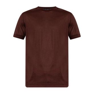 Dolce & Gabbana Seiden-T-Shirt mit Logo-Patch - - Tops - Herren - Rot - M