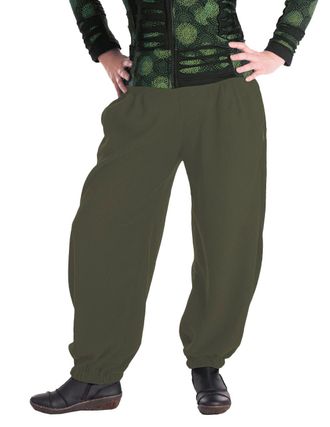 vishes Alternative Bekleidung - Warme Damen Hose Winterhose Haremshose Fleecehose Thermohose Olive 40-42