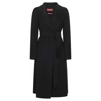 Max Mara Schwarzer Woll Seide Kaschmir Mantel - - Coats - Damen - Schwarzk - XS