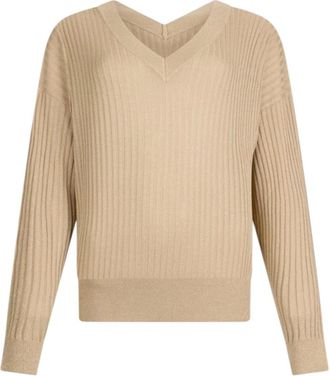 Liu Jo Femme, Pulls, Beige, Taille: 36 FR V-neck Tricots
