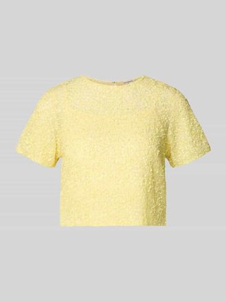 Lace & Beads Cropped T-Shirt mit Pailletten