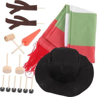 Hemobllo Weihnachtliche Schneemann Deko Teilig mit Roten Weißen und Grünen Schal und Knopf Hut DIY Accessoires für Kreative Outdoor Weihnachtsdekoration Langle