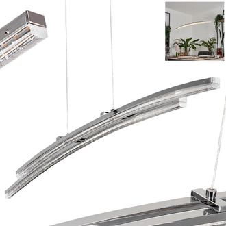 HOFSTEIN LED Pendelleuchte Manlleu, moderne Hängelampe aus Metall/Kunststoff in Chromfarben/Weiß, Leuchte im geschwungenen Design, Höhe max. 110 cm, Länge 96 c