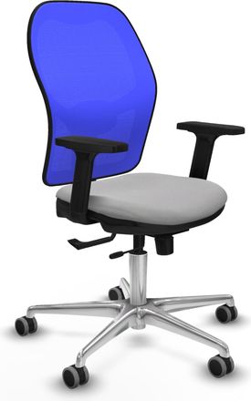 Piqueras y Crespo Schreibtischstuhl mit 2D-Armen, h&ouml;henverstellbare Lendenwirbelst&uuml;tze, ausgestattet mit Syncro/Traslack und Schaumstoff, Blau/Hellgrau