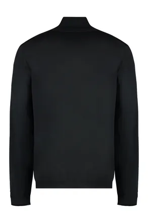 Roberto Collina Mens Turtleneck Wool Pullover Black Merinos Sweater