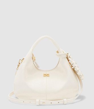 Ganni Sac Hobo Mini Grained Egret