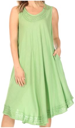 Sakkas 1051 Everyday Essentials Caftan Cover Up - Hellgr&uuml;n - Eine Gr&ouml;&szlig;e