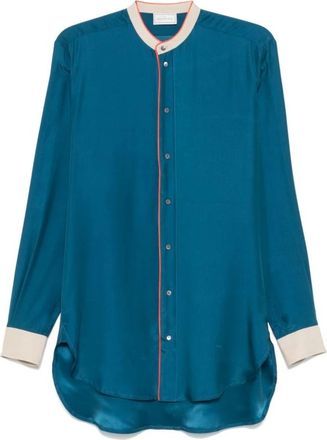 Pierre-Louis Mascia Femme, Blouses et Chemises, Bleu, Taille: 36 FR Aloes Printed Silk Shirt