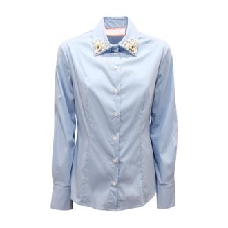 Relish Femme, Blouses et Chemises, Bleu, Taille: 42 FR Camicia Jeans Yoh Wo Shirt