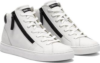 Crime London Java, Chaussures Baskets Mid Cuir, Mode Mode (Double Zip), Blanc et noir., 41 EU