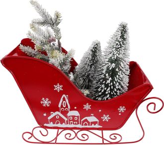 Valiclud Weihnachtsschlitten Dekoration Mittel aus PVC und Eisen Festliche Desktop Weihnachtsdeko Langlebiges Schlitten Ornament f&uuml;r Weihnachtsbilder und Heimd