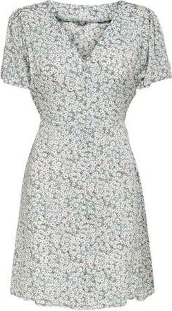 Only Robe Courte d&eacute;contract&eacute;e pour Femmes Motif Estival Robe Chemisier &agrave; Manches Courtes, Couleurs:Gris, Taille:XS