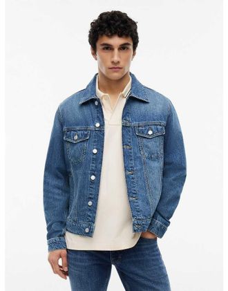 Tommy Jeans Ryan - Veste camionneur en jean - Bleu fonc&eacute; d&eacute;lav&eacute;