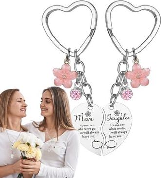Generico Porte-cl&eacute;s en forme de coeur - Porte-cl&eacute;s en forme de coeur combin&eacute; pour m&egrave;re et fille | D&eacute;coration porte-cl&eacute;s pendentif d&eacute;tails f&ecirc;te pour fille, mama
