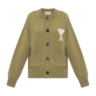 Ami Femme, Pulls, Vert, Taille: 38 FR Cardigan Avec Poches