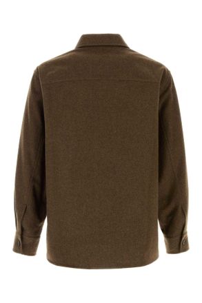Jil Sander Mens Shirt Khaki Virgin Wool