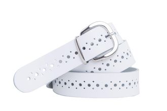 shenky Lederg&uuml;rtel gelocht | 3cm Breite | G&uuml;rtel mit G&uuml;rtelschnalle | Herreng&uuml;rtel | Echtleder | Bundweite 100cm | Wei&szlig;