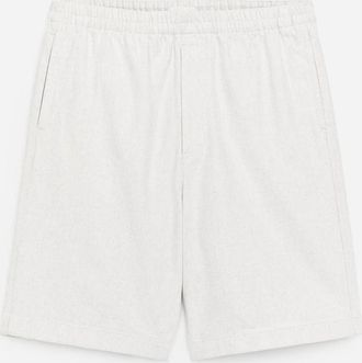 Arket Lockere Shorts Aus Baumwolle Und Leinen -Wei&szlig;