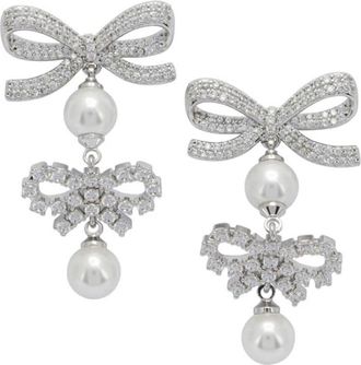 Self Portrait Femme, Accessoires, Gris, Taille: ONE Size Boucles doreilles cristal et perle