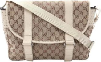 Gucci Sac bandouli&egrave;re en toile et cuir Pre-owned GG - Homme - Pre-owned - Beige - Taille: ONE Size