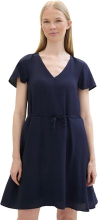 Tom Tailor Damen Kurzarm Kleid mit Print, sky captain blue, 36