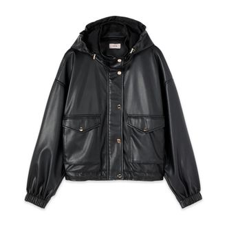Oltre Jacke mit Kapuze und Taschen - - Jackets - Damen - Schwarzk - S