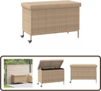 vidaXL vidaXL Boîte de rangement de jardin et roues résine tressée