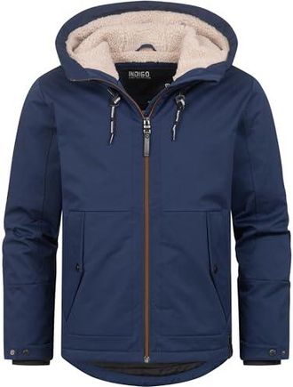 Indicode Hommes INKylian Winter Jacket | Veste dhiver doubl&eacute;e &agrave; capuche Navy L