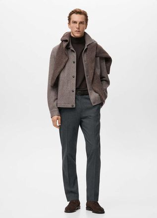 Mango Pantalon flanelle regular-fit gris chin&eacute; fonc&eacute; - Homme - 38 - MANGO MAN