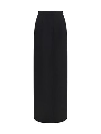 Maison Margiela Womens Long Skirt With Back Slit Black Fleece Wool (ovis Aries) Trousers
