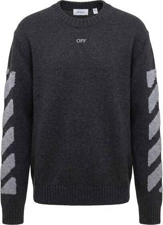Off-white Pull Col Rond - Gris