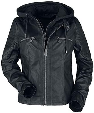 Black Premium by EMP Femme Veste en similicuir noire de style motard M