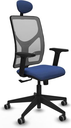 Piqueras y Crespo B&uuml;rostuhl mit 2D-Armlehnen, h&ouml;henverstellbarer Lendenwirbelst&uuml;tze und festem Kopfteil, ausgestattet mit 3 Positionen und Schneideschaum, Grau/Marinebl